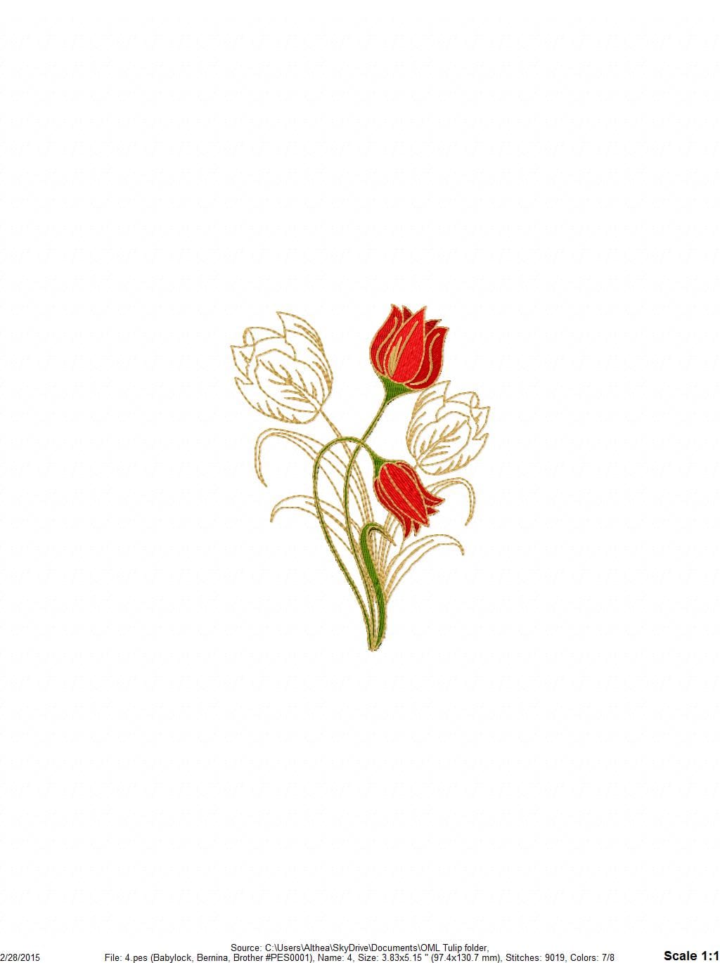 Tulip Design: digitize this design in less than 15 Minutes!
