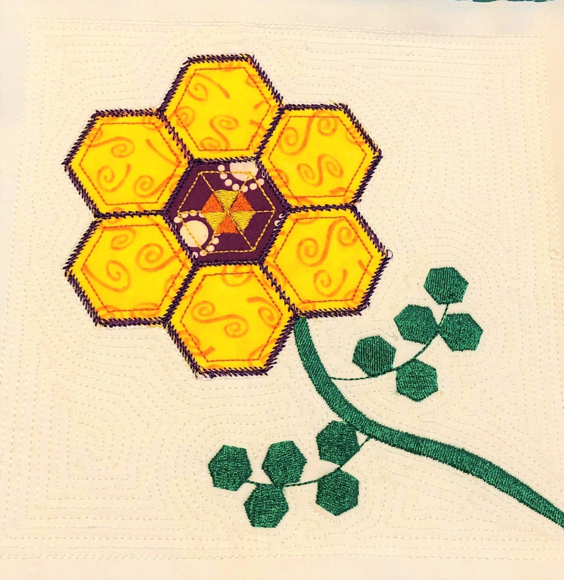 ITH English paper piecing hexagon flower
