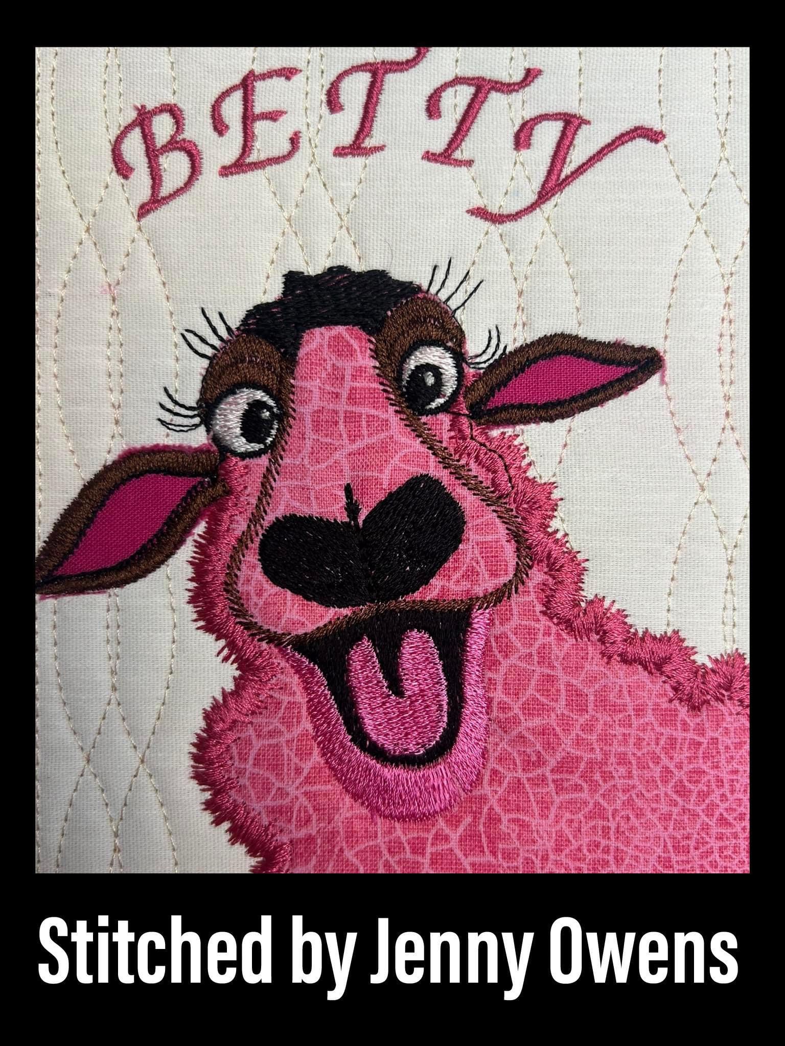 Betty Sheep Quilt Block Embroidery Design for Multiple Hoop Sizes
