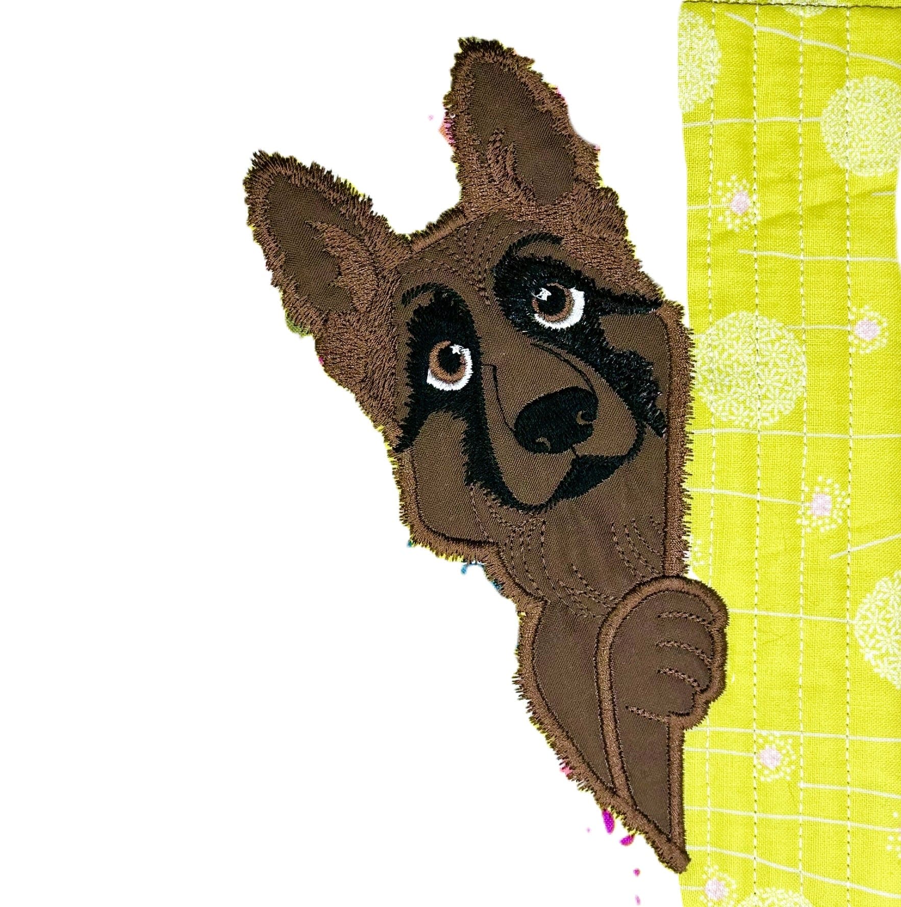 German Shepherd Applique Quilt Block in the hoop